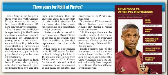 Three years for Nduli at Pirates? - PressReader