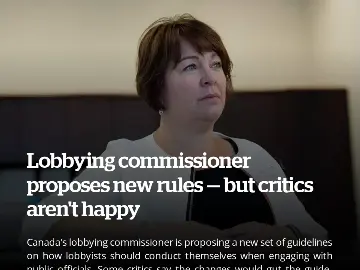 Lobbying commission­er proposes new rules — but critics aren't happy - PressReader