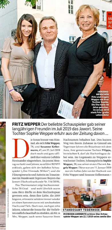 Fritz Wepper: Heimliche Hochzeit sechs Monate nach dem Tod seiner Frau Angela - PressReader