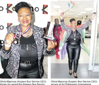 Internatio­nal award for Kopano Bus CEO, Olivia Maponya - PressReader