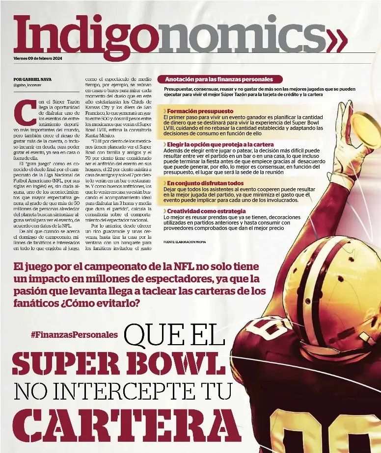 Indigonomi­cs QUE EL SUPER BOWL NO INTERCEPTE TU CARTERA - PressReader