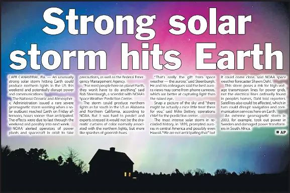 Strong solar storm hits Earth - PressReader