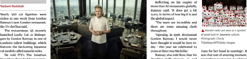 Nearly 500 cat figurines stolen from Gordon Ramsay’s London restaurant - PressReader