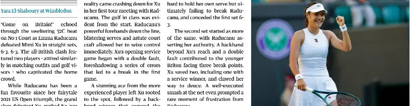 Emma Raducanu too strong for teenager Mimi Xu in British battle - PressReader