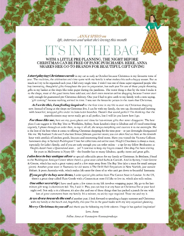 NNA SPIRO on IT’S IN THE BAG - PressReader