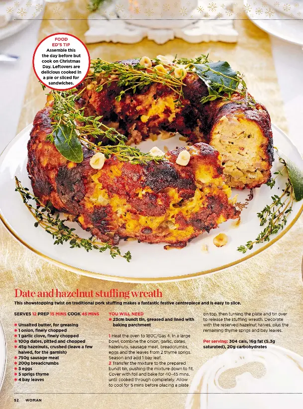 Date and hazelnut stuffing wreath - PressReader