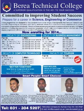 Berea Technical College – quality education, training and developmen­t - PressReader