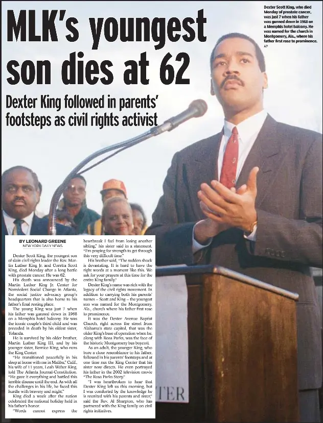 MLK’s youngest son dies at 62 - PressReader