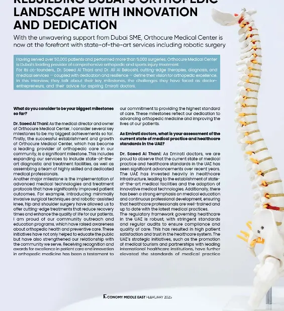 REBUILDING DUBAI’S ORTHOPEDIC LANDSCAPE WITH INNOVATION AND DEDICATION - PressReader