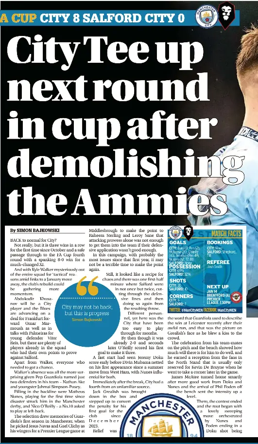 City Tee up next round in cup after demolishin­g the Ammies - PressReader