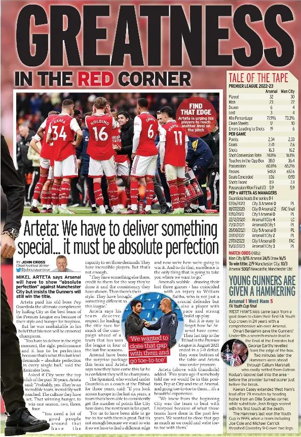 IN THE RED CORNER Arteta: We have to deliver something special... it must be absolute perfection ...