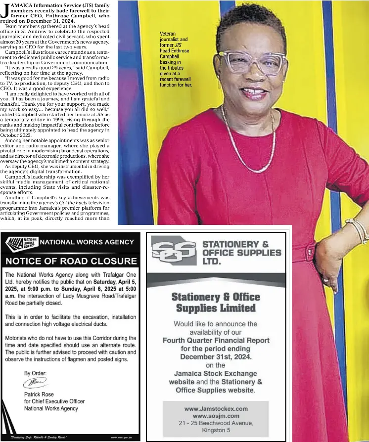 ENTHROSE CAMPBELL: A legacy of excellence - PressReader