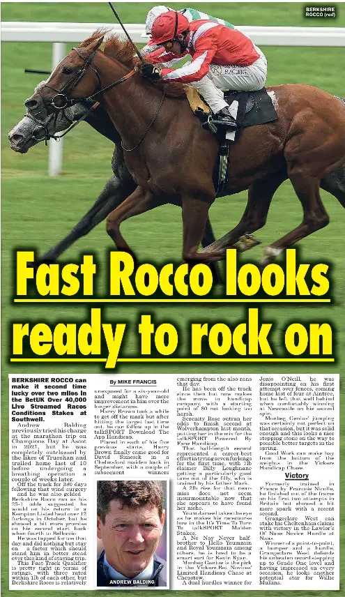 ALL OF TODAY’S TOP BETTING TIPS Fast Rocco looks ready to rock on - PressReader