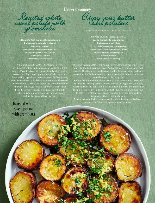 Roasted white sweet potato with gremolata - PressReader