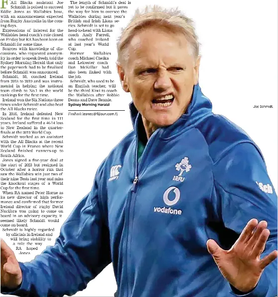 Ex-All Blacks Assistant Joe Schmidt to Replace Eddie Jones - PressReader