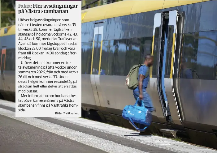 Inga tåg mellan Alingsås och Göteborg fyra helger i rad - PressReader