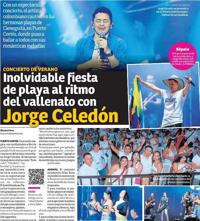 CONCIERTO DE VERANO Inolvidabl­e fiesta de playa al ritmo del vallenato con Jorge Celedón ...