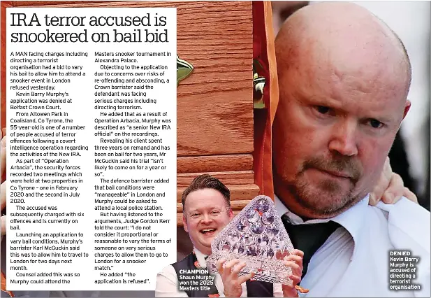 IRA terror accused is snookered on bail bid | Irish Daily Mirror ...