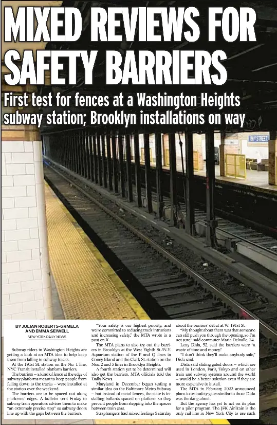 MIXED REVIEWS FOR SAFETY BARRIERS - PressReader