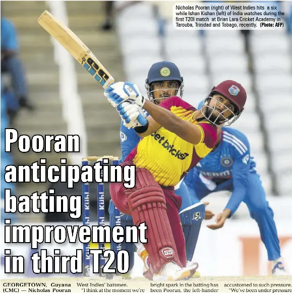Pooran anticipati­ng batting improvemen­t in third T20 - PressReader