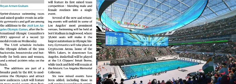 LA 2028 Olympics adds swimming sprints and mixed-gender gymnastics - PressReader