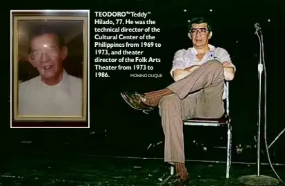 Pioneer lighting designer Teddy Hilado passes to the light - PressReader