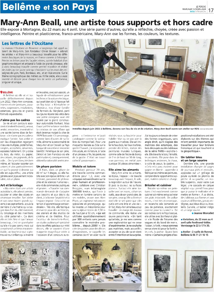 Mary-Ann Beall, une artiste tous supports et hors cadre - PressReader