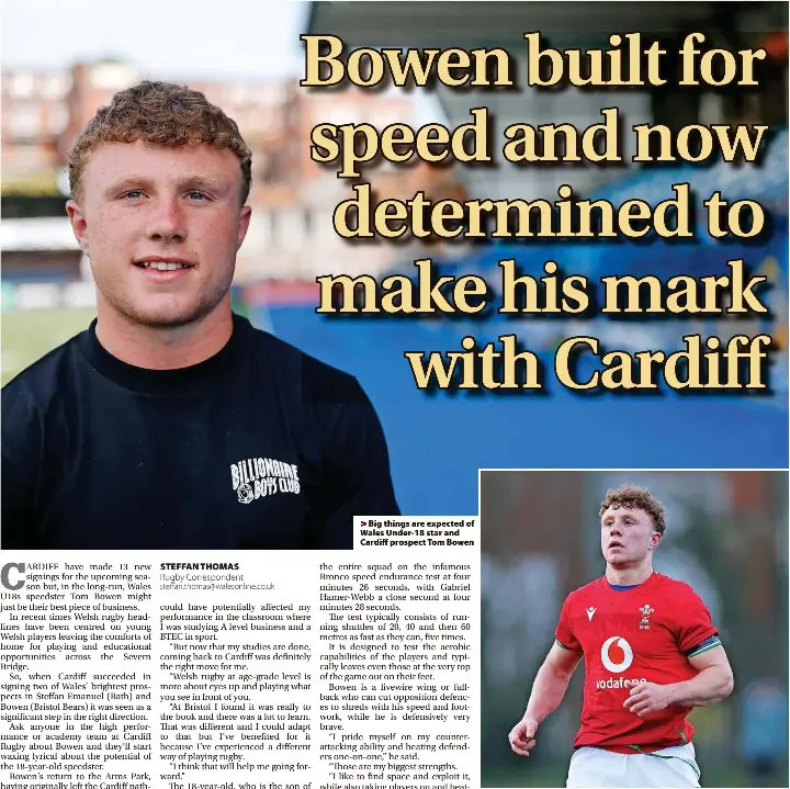 Bowen built for speed and now determined to make his mark with Cardiff - PressReader