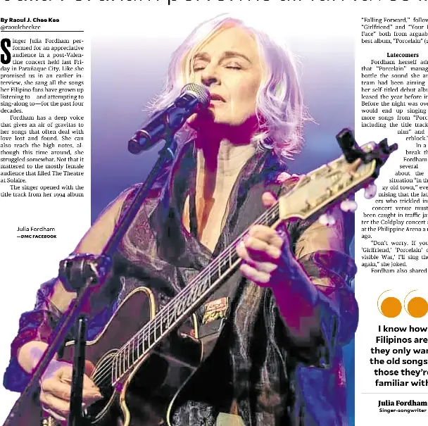Julia Fordham performs all fan faves in concert - PressReader
