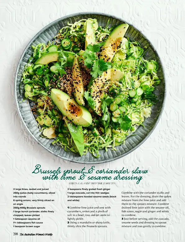 Brussels sprout coriander slaw & with lime sesame dressing & - PressReader