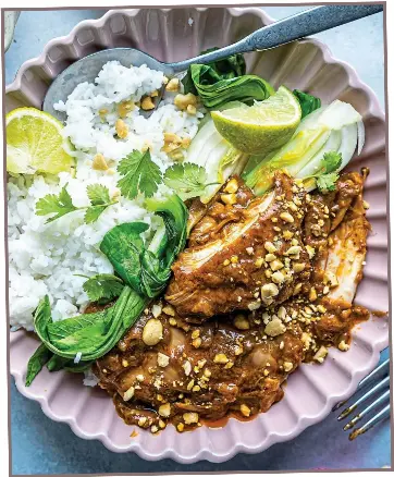 CHICKEN SATAY WITH RICE AND GREENS - PressReader