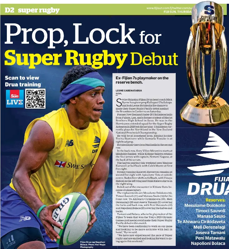Prop, Lock for Super Rugby Debut - PressReader