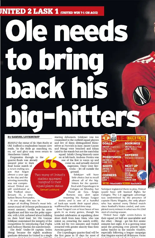 Ole needs to bring back his big-hitters - PressReader