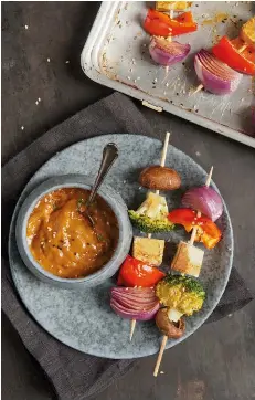 Veggie satay skewers with a peanut dip - PressReader
