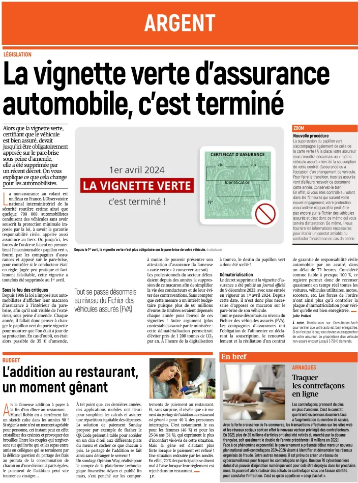 La vignette verte d'assurance automobile, c'est terminé - PressReader