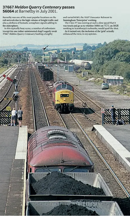 37667 Meldon Quarry Centenary passes 56064 at Barnetby in July 2001 ...