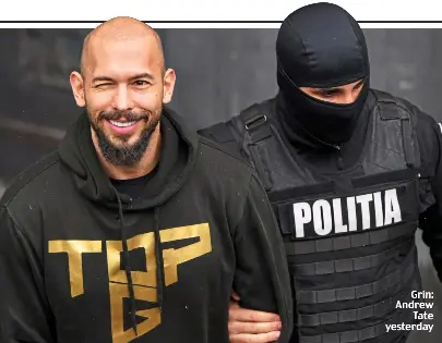 Inf luencer Tate faces extraditio­n to the UK to face charges for ‘rapes’ - PressReader