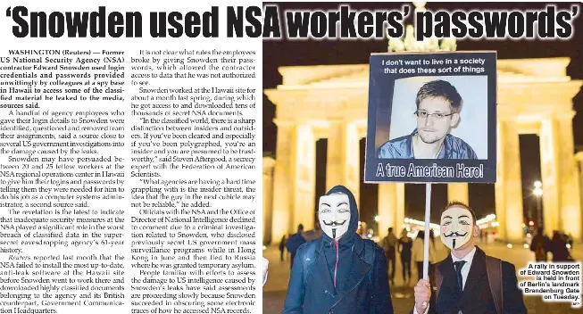 ‘Snowden used NSA workers’ passwords’ - PressReader