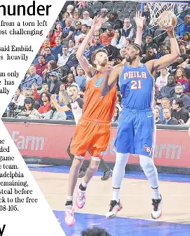 Embiid returns, leads Sixers past Thunder - PressReader
