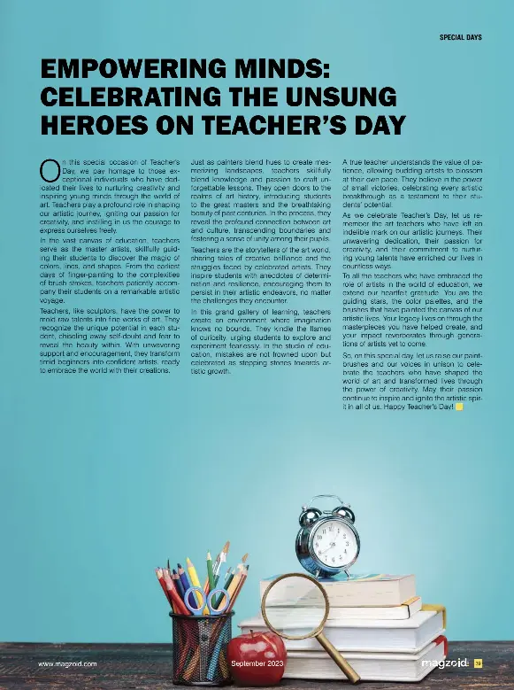 EMPOWERING MINDS: CELEBRATIN­G THE UNSUNG HEROES ON TEACHER’S DAY - PressReader