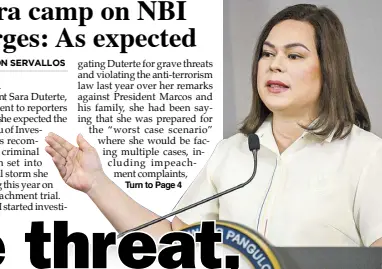 Sara camp on NBI charges: As expected - PressReader