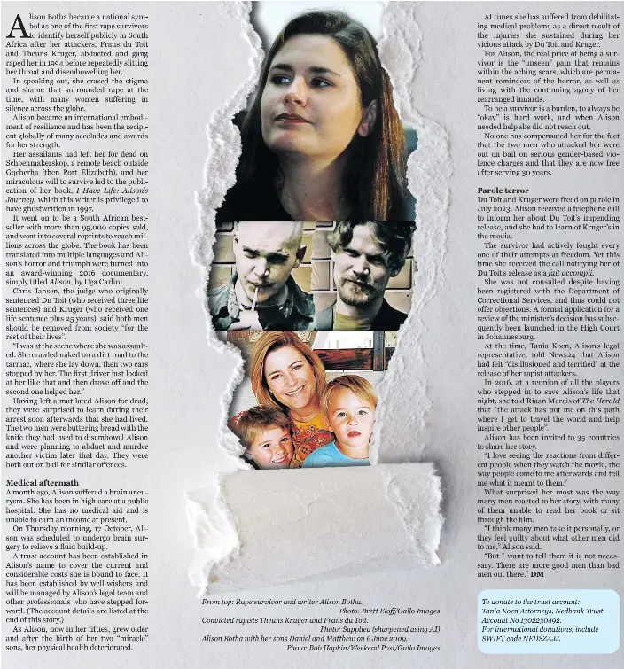 Rape survivor Alison Botha fights for her life a second time - PressReader
