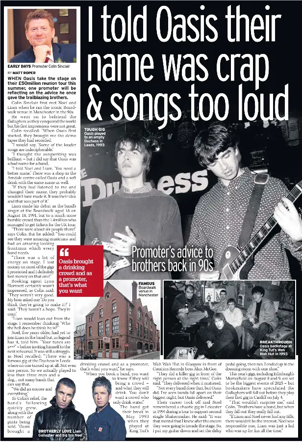I told Oasis their name was crap & songs too loud - PressReader