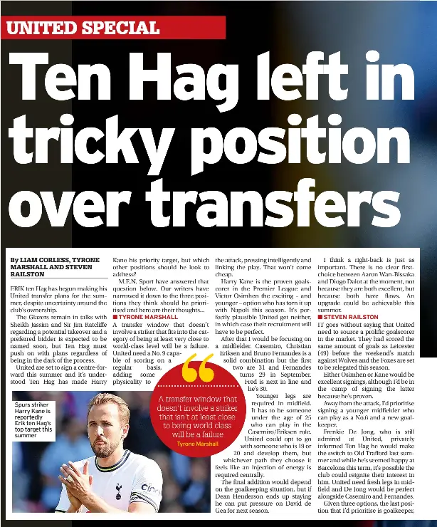 Ten Hag left in tricky position over transfers - PressReader