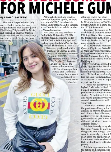 AFTER SPORTS AND PAGEANTRY, SHOWBIZ COMES NEXT FOR MICHELE GUMABAO - PressReader