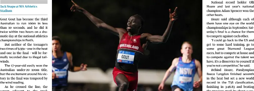 Gout Gout breaks 10-second barrier for 100m at Australian athletics championsh­ips - PressReader