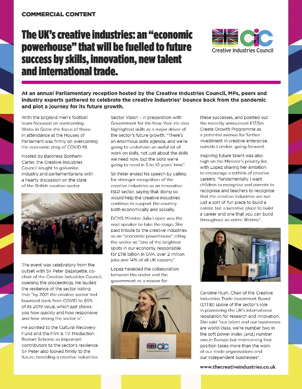 The UK’s creative industries: an “economic powerhouse” that will be fuelled to future success by ...