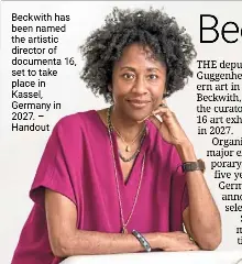 Beckwith curates next documenta - PressReader