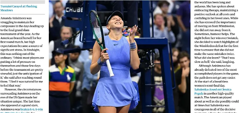 Anisimova faces battle with Sabalenka and recent demons at US Open final - PressReader