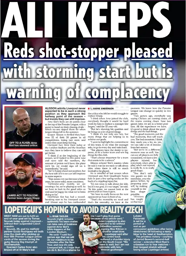 ALI KEEPS Reds shot-stopper pleased with storming start but is warning of complacenc­y - PressReader